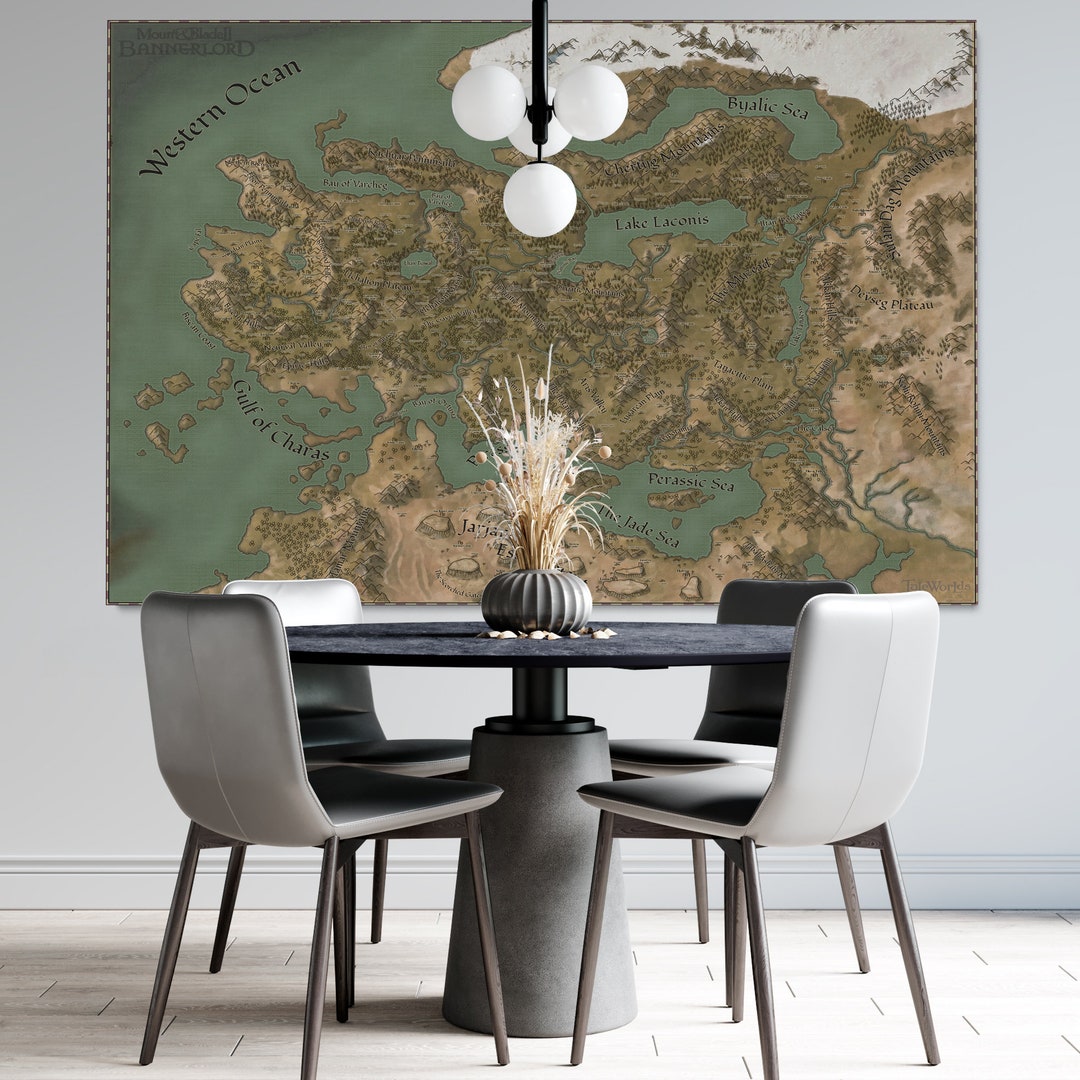 Bannerlord Map Art, Mount and Blade Map Canvas, Gaming Map Canvas, Map ...