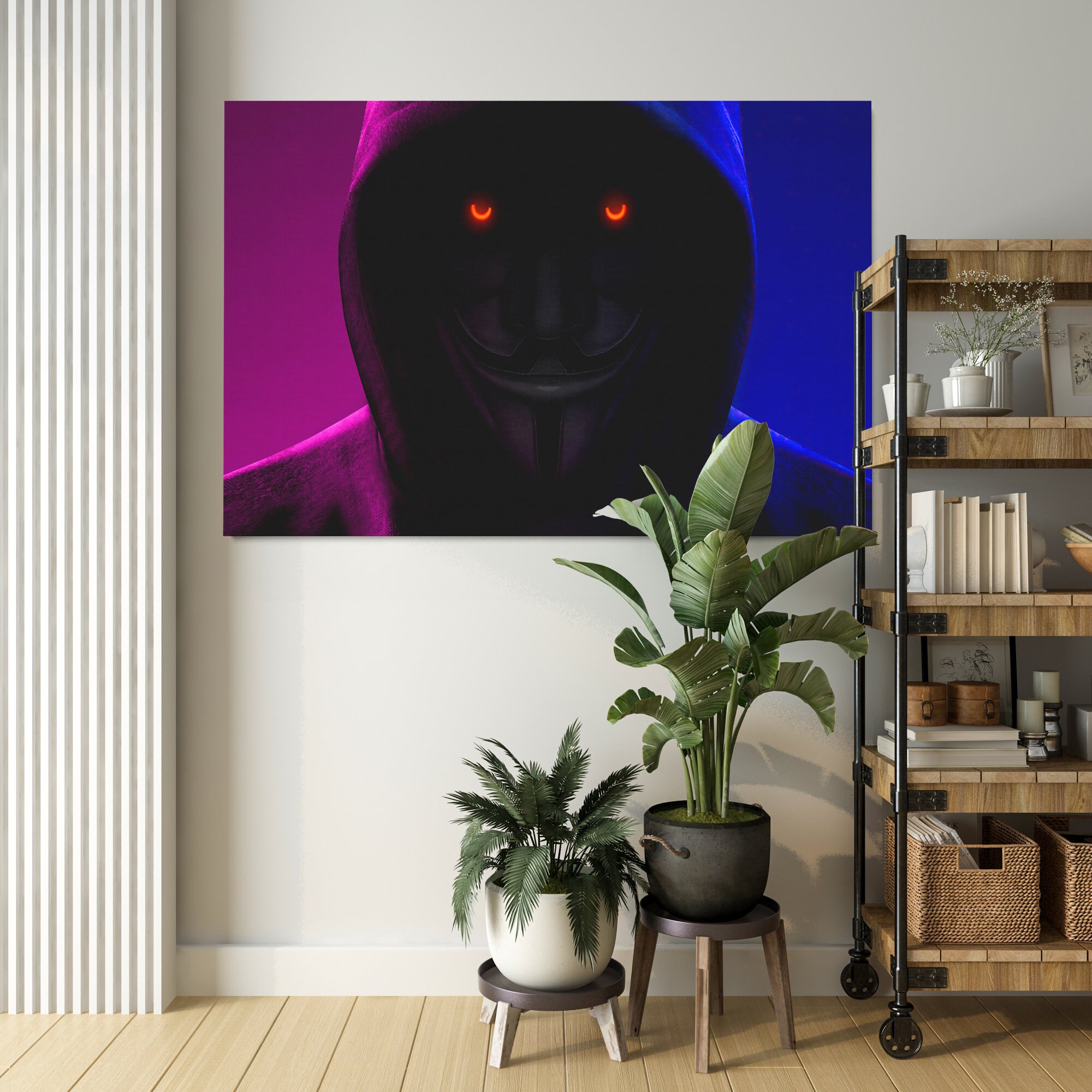 Anonymous Mask Wall Art, Hacker Wall Decor, Anonymous Decor, Vendetta ...