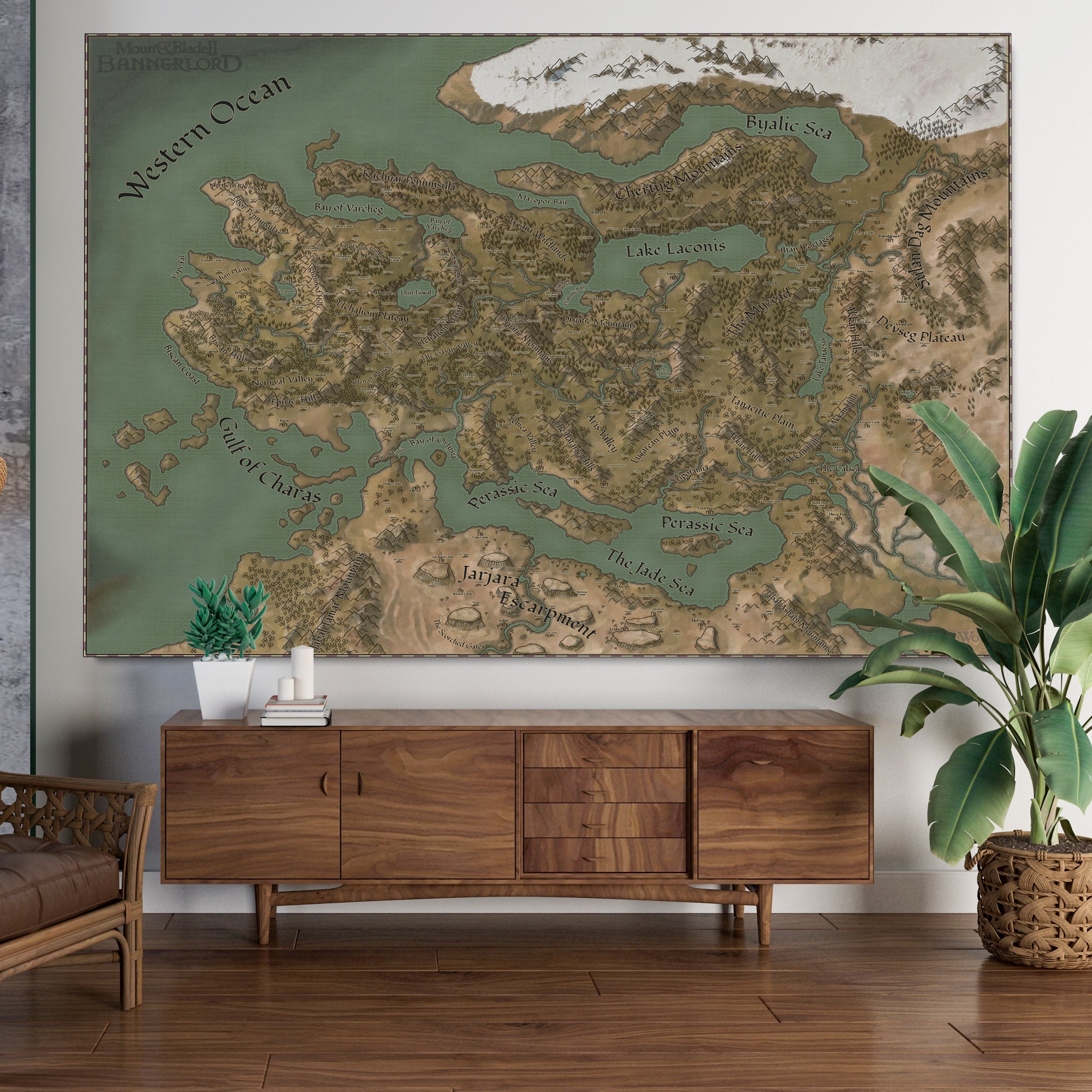 Bannerlord Map Art, Mount and Blade Map Canvas, Gaming Map Canvas, Map ...