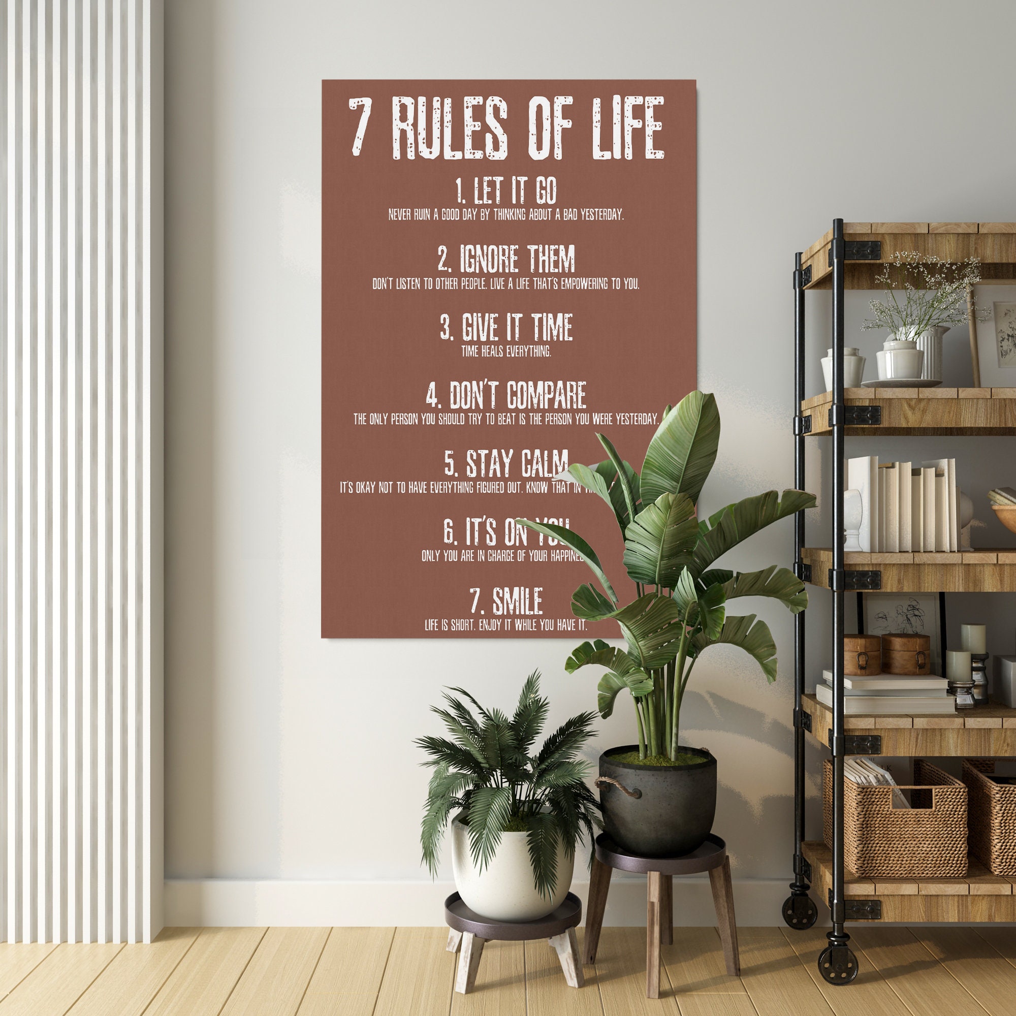 7 Rules of Life Motivational Quotes Wall Art, Inspirational Quotes ...