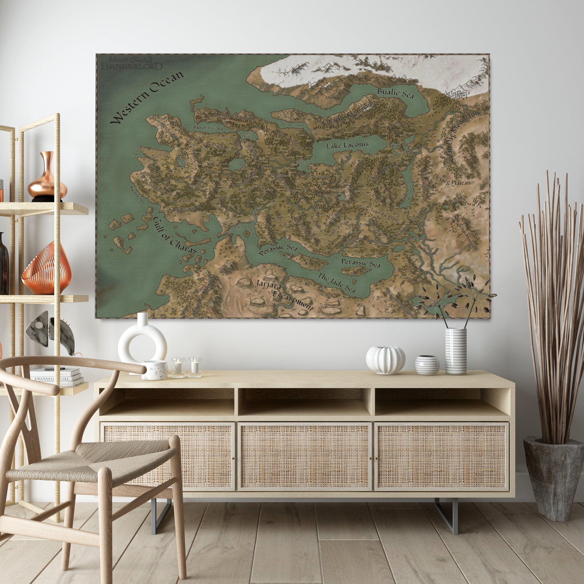 Bannerlord Map Art, Mount and Blade Map Canvas, Gaming Map Canvas, Map ...