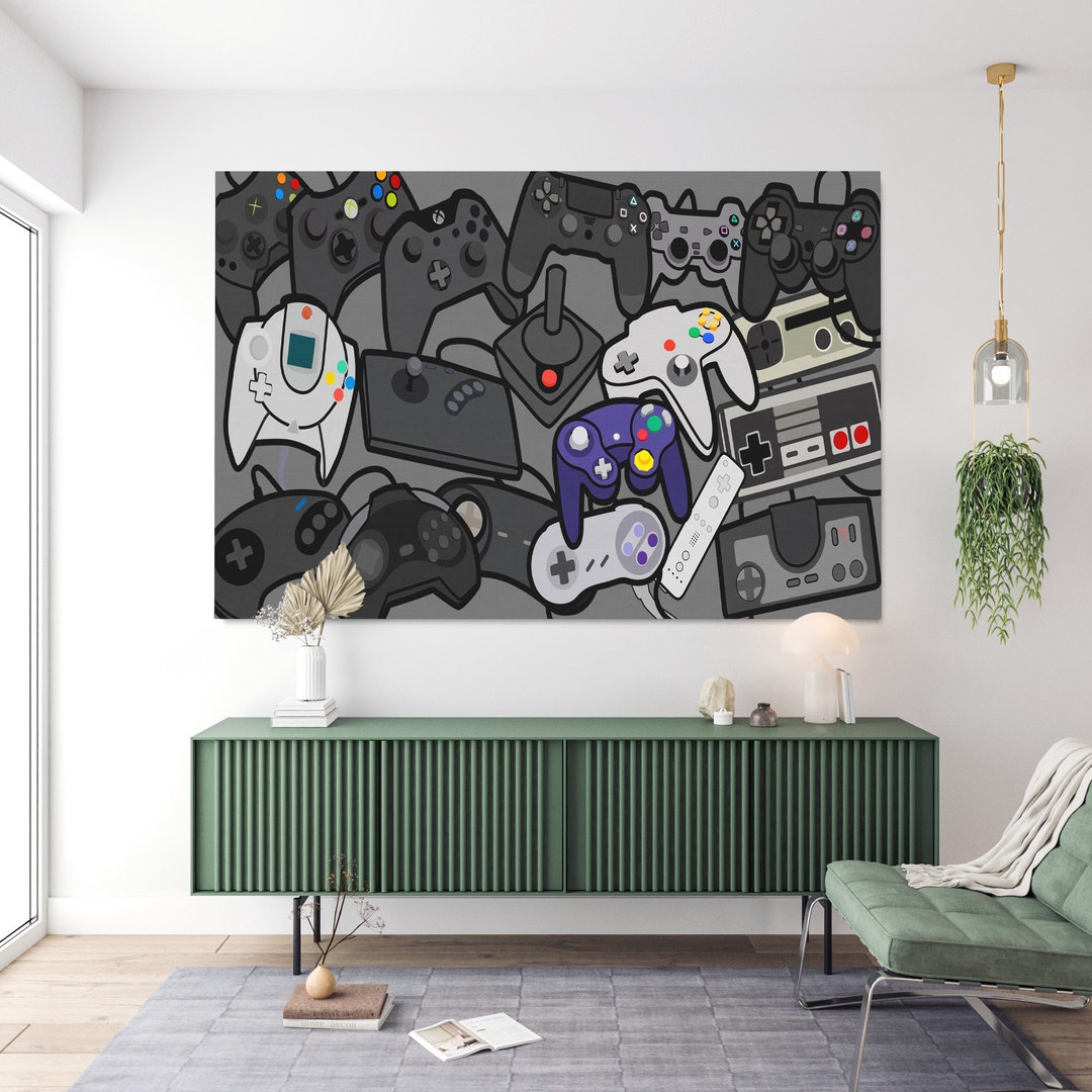 Game Controllers Wall Art, Gamer Wall Art, Gamer Bedroom Decor, Teen ...