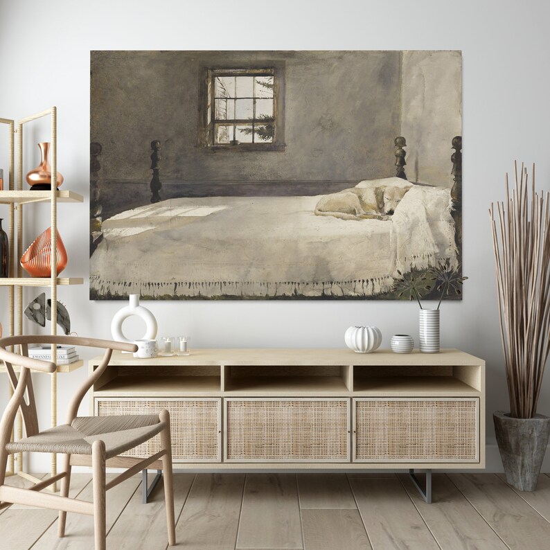 ANDREW WYETH Master Bedroom Dog Sleeping in Bed, Dinning Room Wyeth ...