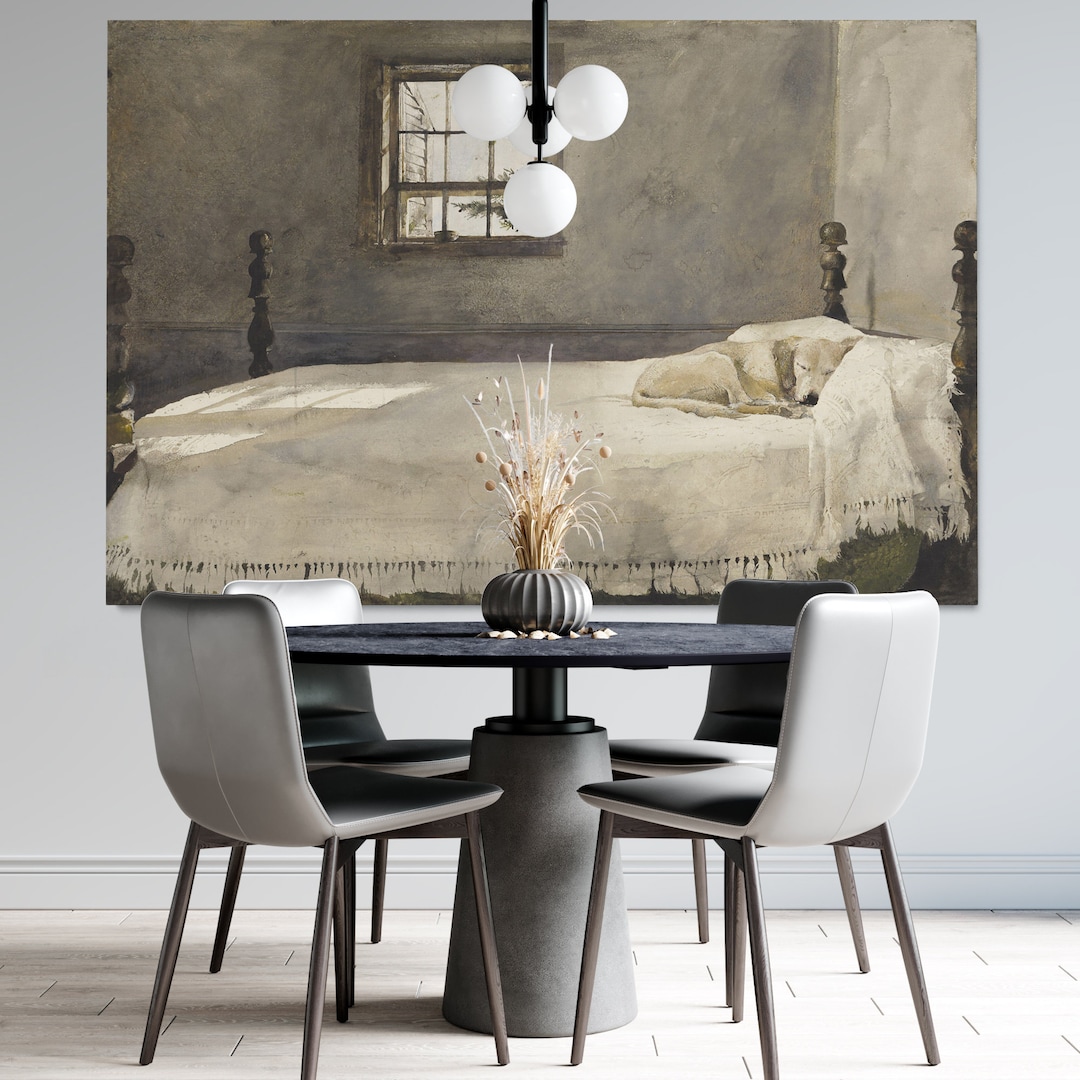 ANDREW WYETH Master Bedroom Dog Sleeping in Bed, Dinning Room Wyeth ...