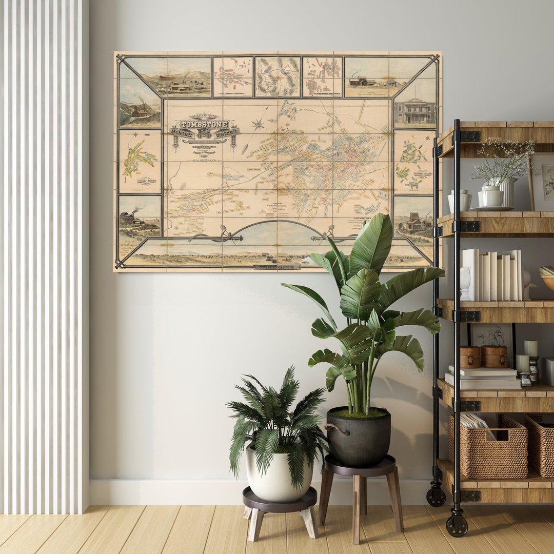 Tombstone Mining District Old Map c. 1881, Vintage City Map / Premium ...
