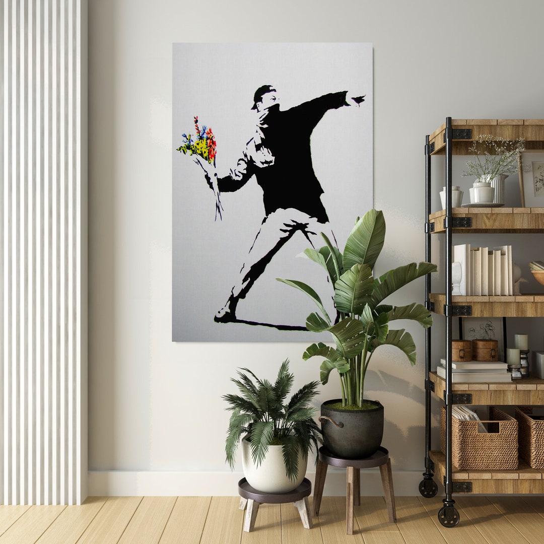 BANKSY Throwing Flowers, Graffiti Art, Banksy Flower Bomber, Banksy ...