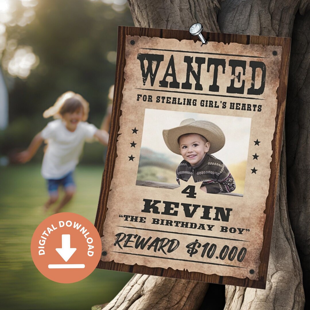 Most Wanted Poster Digital | Editable Wanted Poster Template | Birthday ...