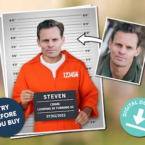 Funny DIGITAL Mugshot Poster | Edit, Download, Print at Home - Etsy