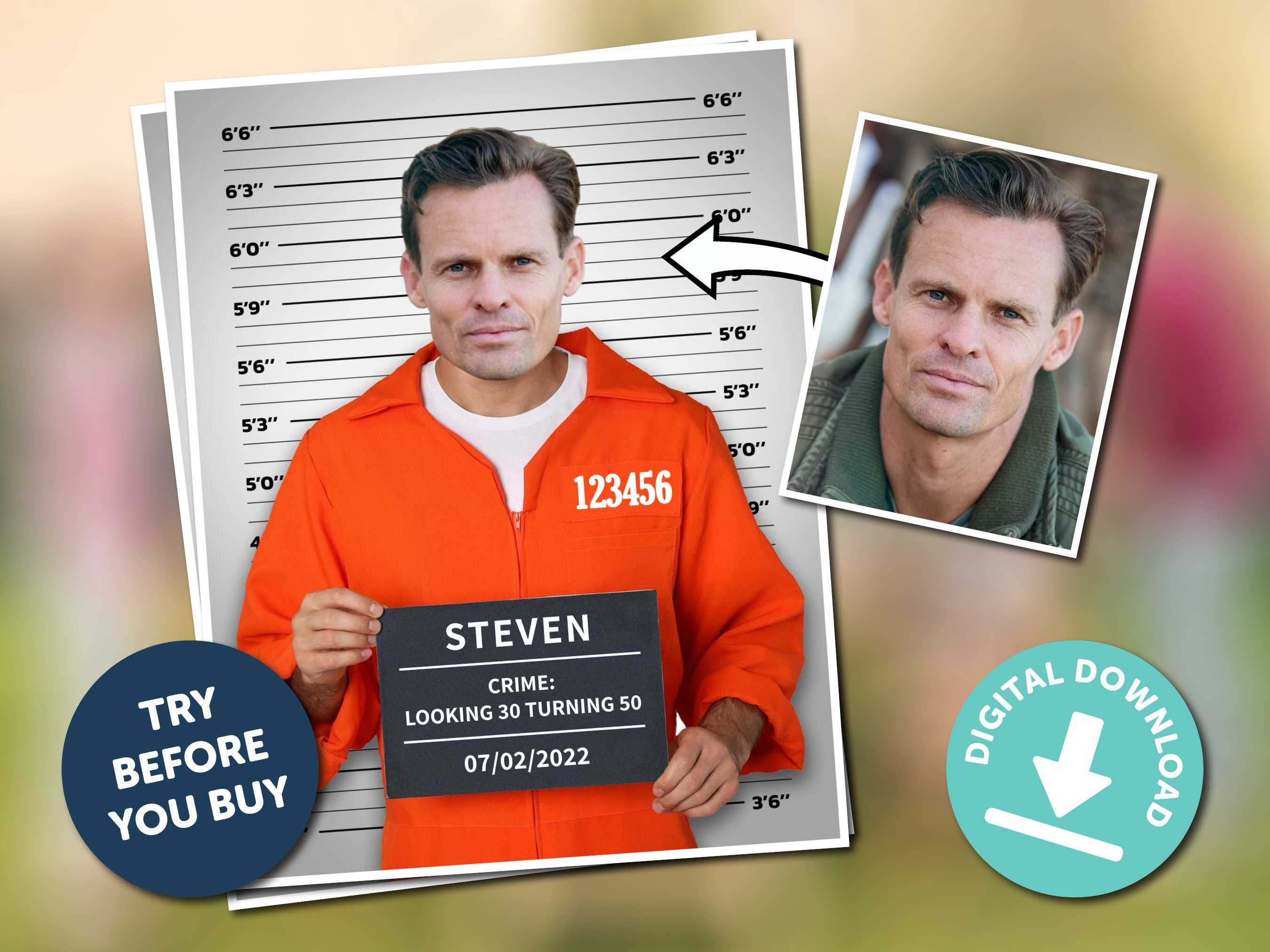 Funny DIGITAL Mugshot Poster Edit, Download, Print at Home - Etsy
