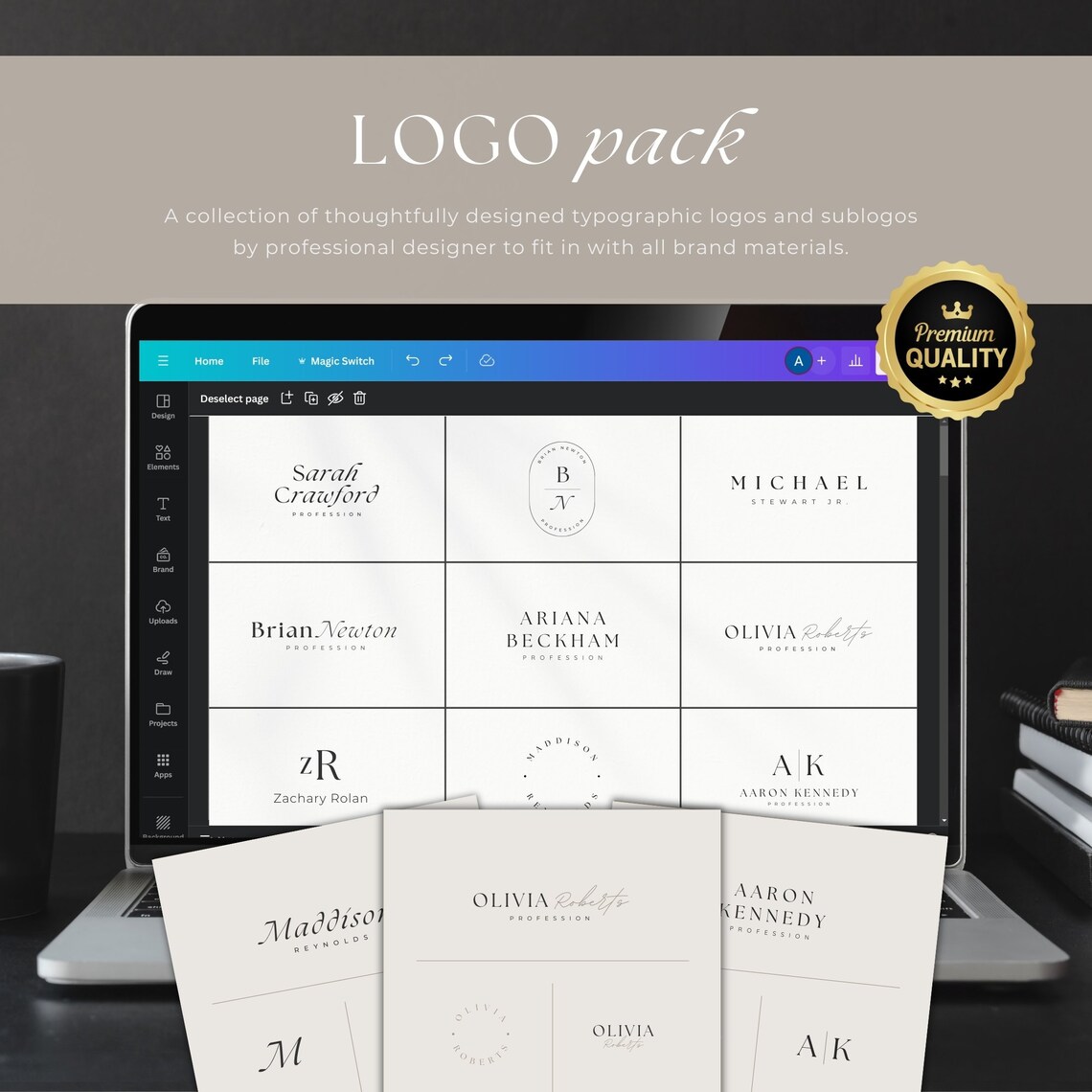 Minimalistic Personal Brand Identity Neutral Brand Kit Custom Personal ...