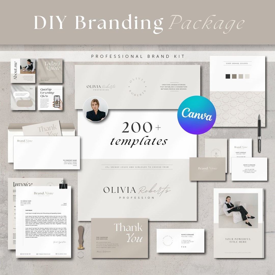 Minimalistic Personal Brand Identity Neutral Brand Kit Custom Personal ...