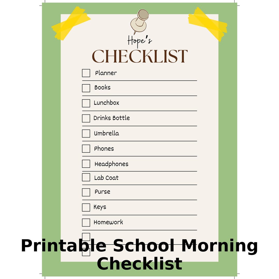 Printable School Morning Checklist for Kids | Illustrated Routine Chart ...