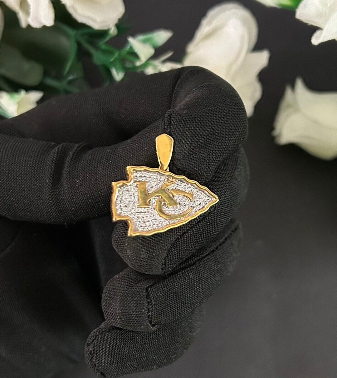 1/4 CT White Diamond Kansas City Chiefs Logo Charm Chain - Etsy