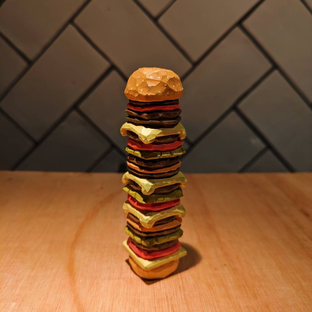 Burger Stack Wood Carving - Etsy