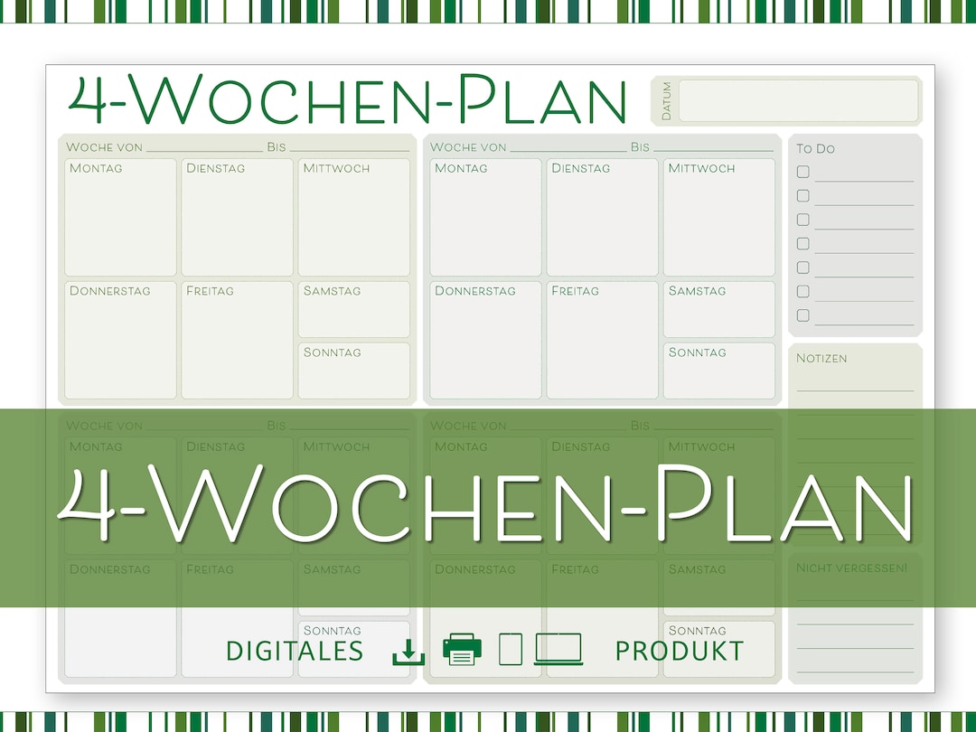 4-week Plan Task List Weekly Planner PDF to Print, Fill in Budget ...