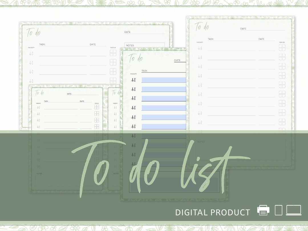 To Do List | Printable - Fillable PDF | Goodnotes, Notability | Digital ...
