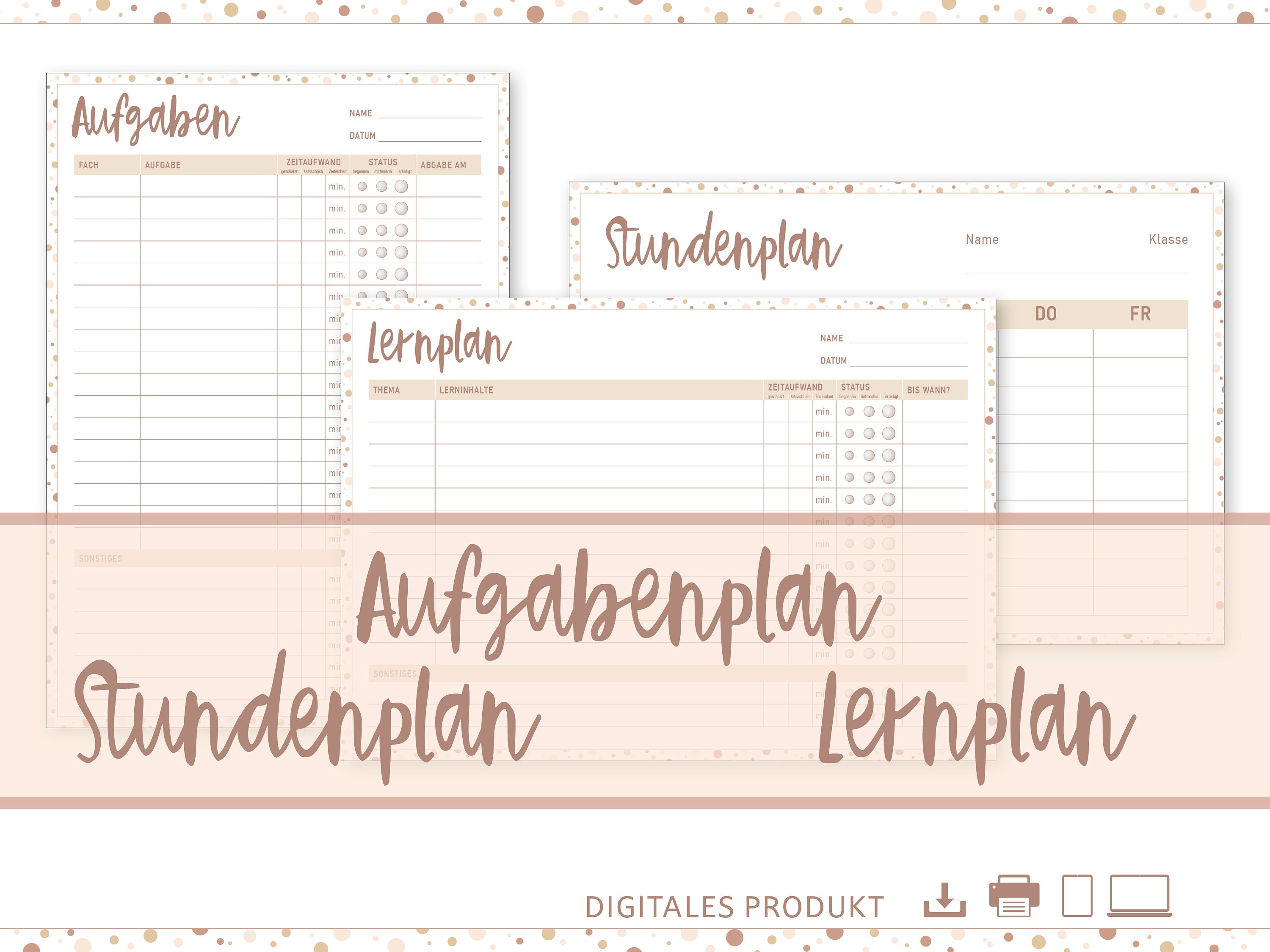 Stundenplan | Lernplan | Aufgabenplan | PDF zum Ausdrucken, Ausfüllen ...