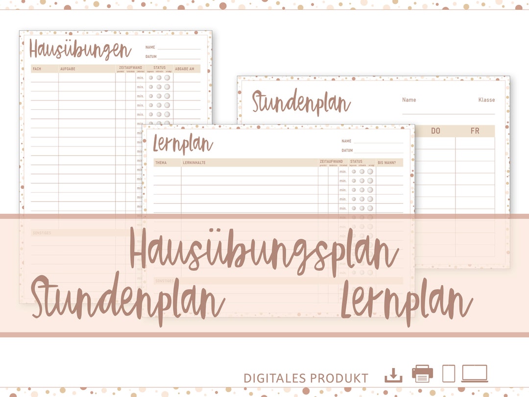 Timetable Learning Plan Homework Plan Task List PDF for Printing ...