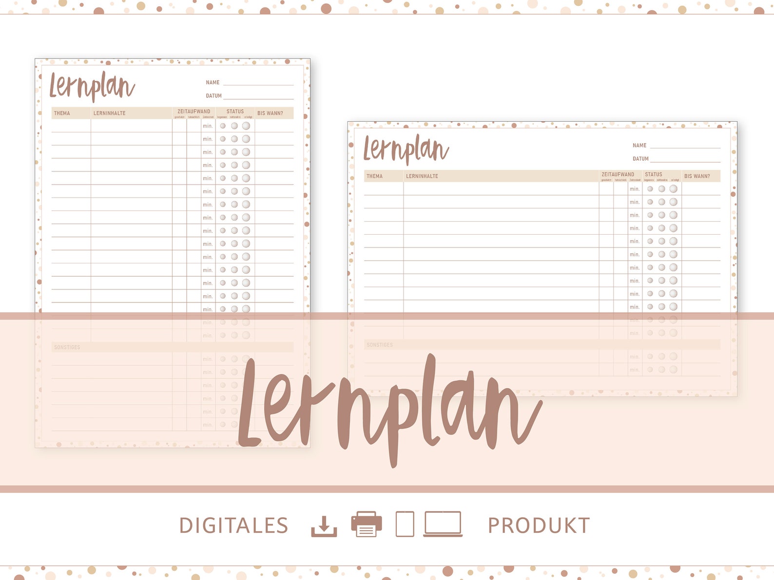 Lernplan Aufgabenplan PDF zum Ausdrucken, Ausfüllen Schulplaner deutsch ...