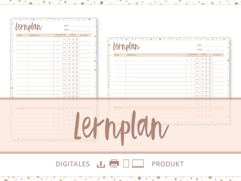 Lernplan Aufgabenplan PDF zum Ausdrucken, Ausfüllen Schulplaner deutsch - Etsy Österreich
