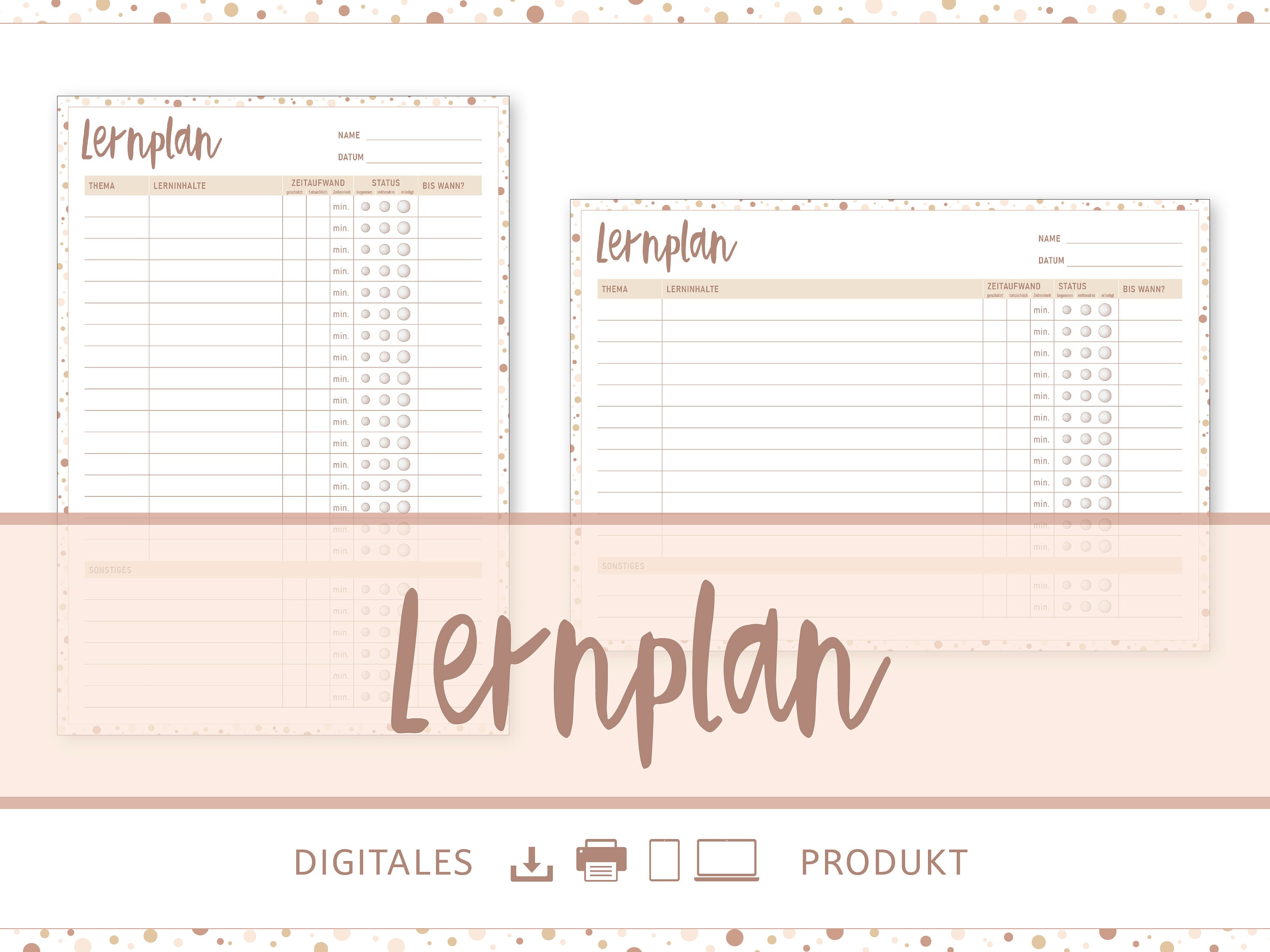 Learning Plan | Task Plan | PDF to Print and Fill Out | School Planner ...