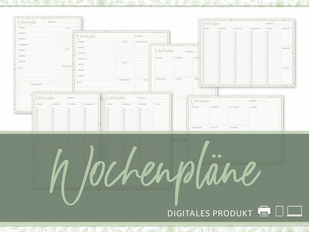 Weekly Planner | Printable and Fillable PDF | Digital Planner | German ...
