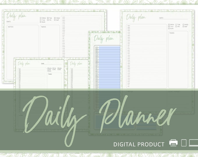 Daily Planner | Printable - Fillable PDF | Goodnotes, Notability ...