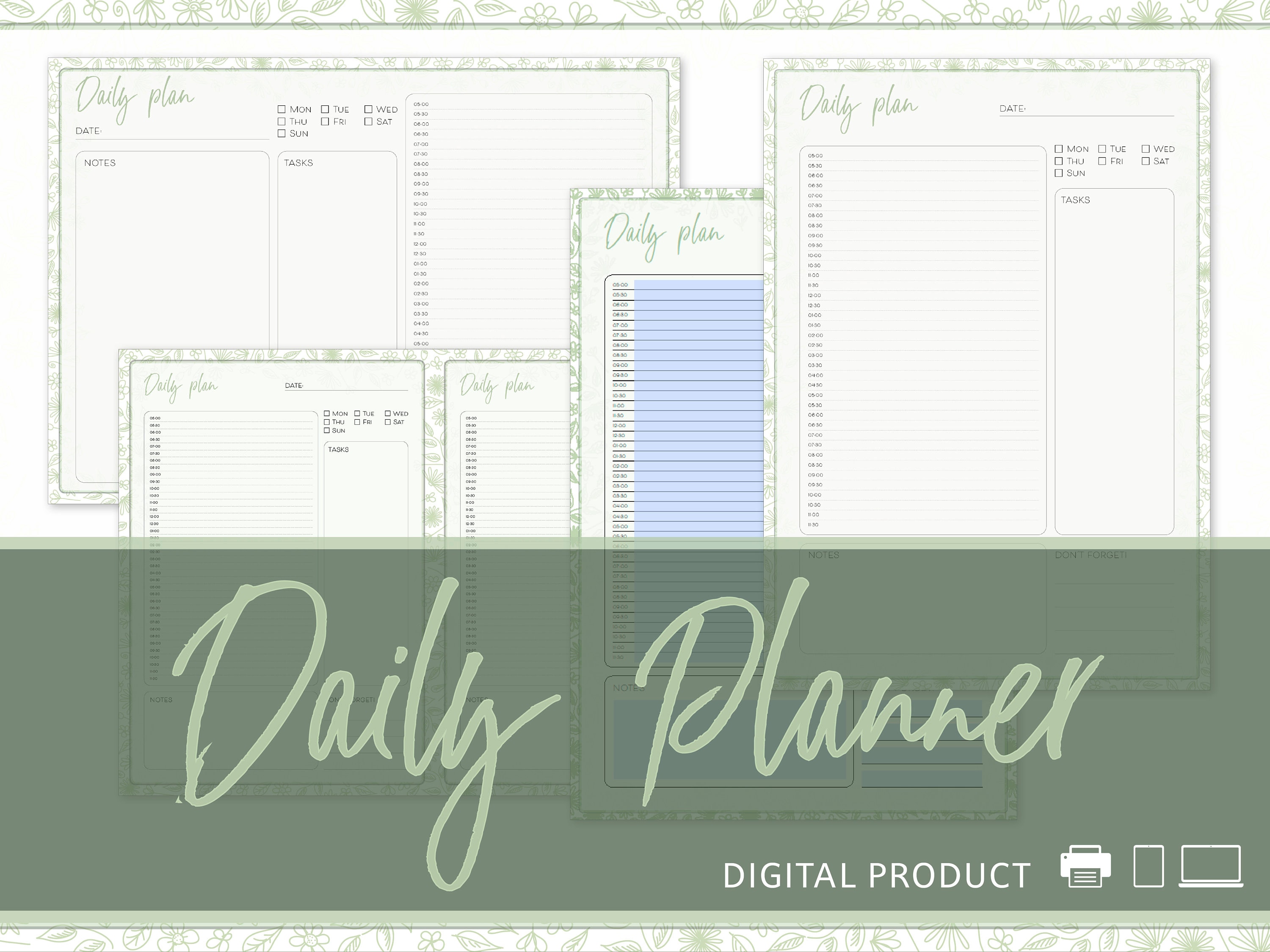 Daily Planner | Printable - Fillable PDF | Goodnotes, Notability ...