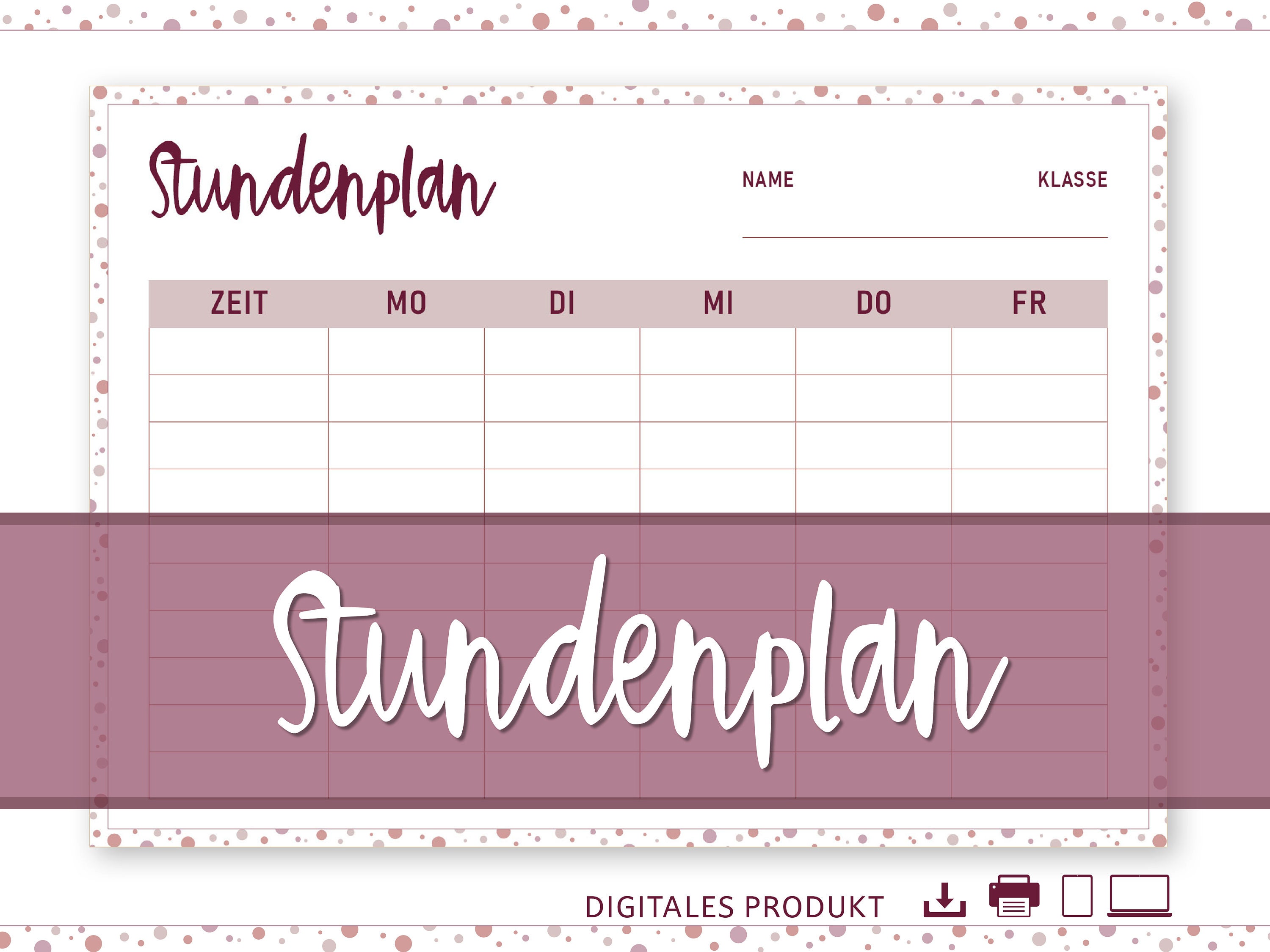 Stundenplan | A4 A5 A6 | PDF zum Ausdrucken, Ausfüllen | Schulplaner ...