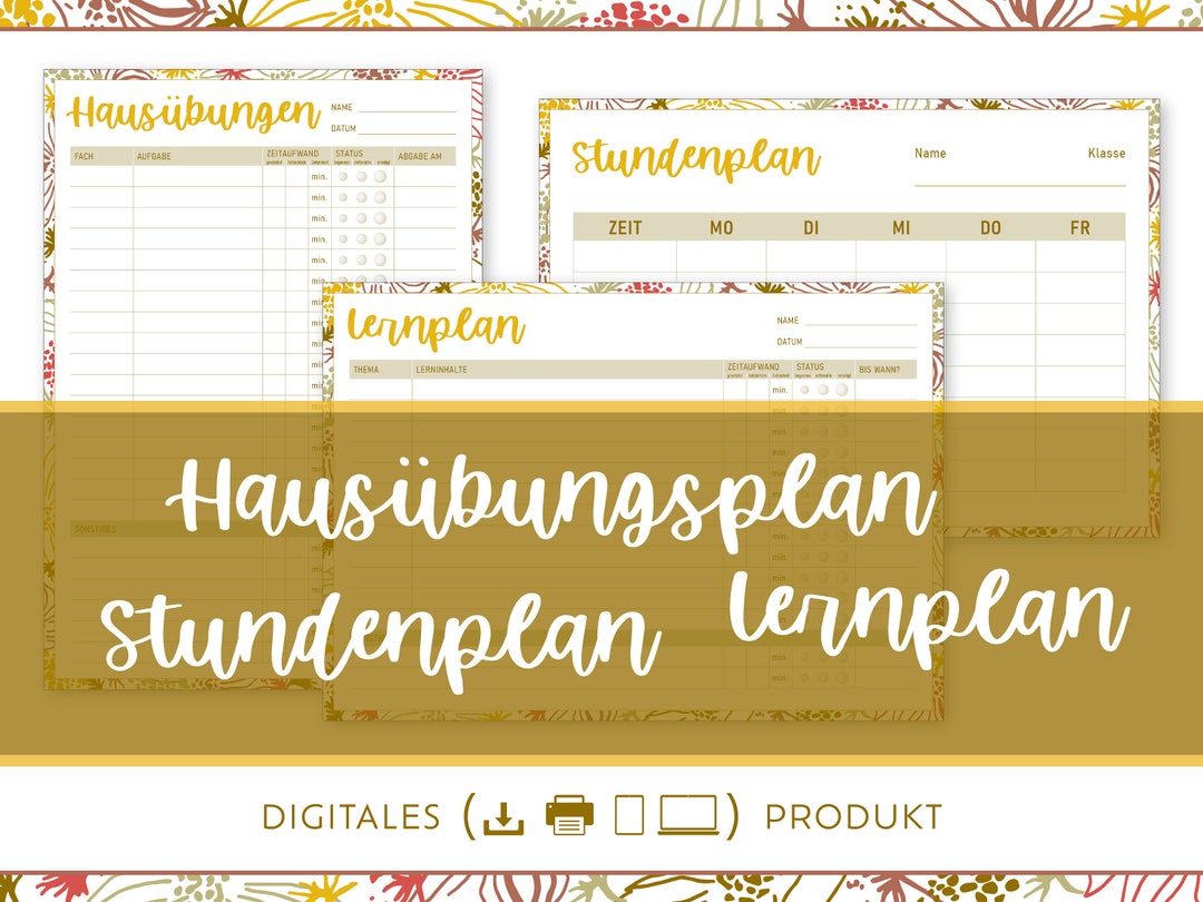 Timetable Learning Plan Homework Plan Task List PDF for Printing ...