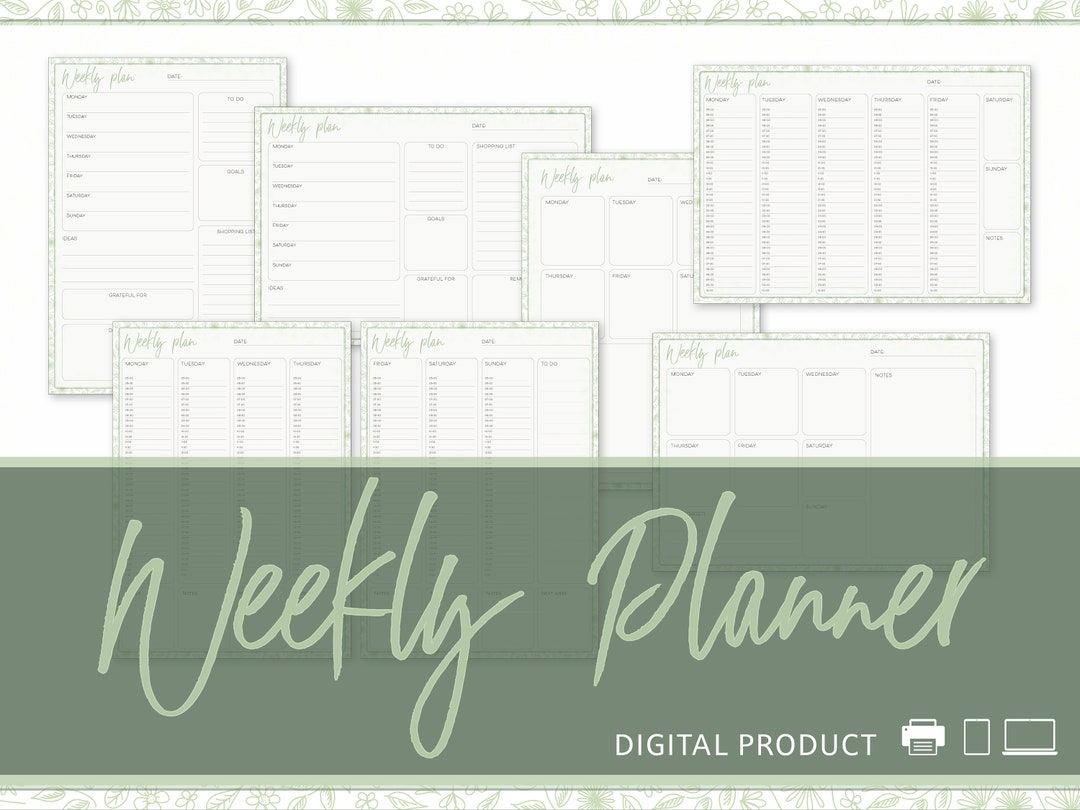 Weekly Planner | Printable - Fillable PDF | Goodnotes, Notability ...
