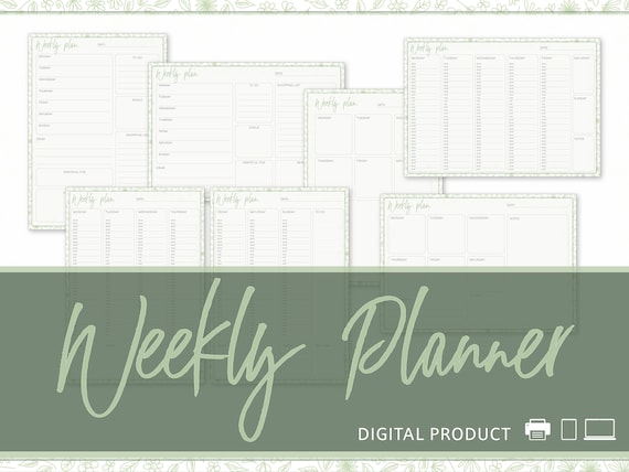 Weekly Planner Printable Fillable PDF Goodnotes - Etsy