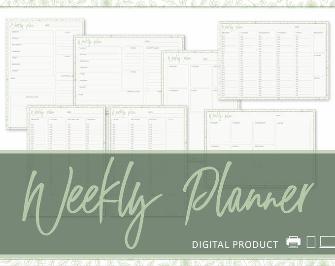 Weekly Planner | Printable - Fillable PDF | Goodnotes, Notability ...