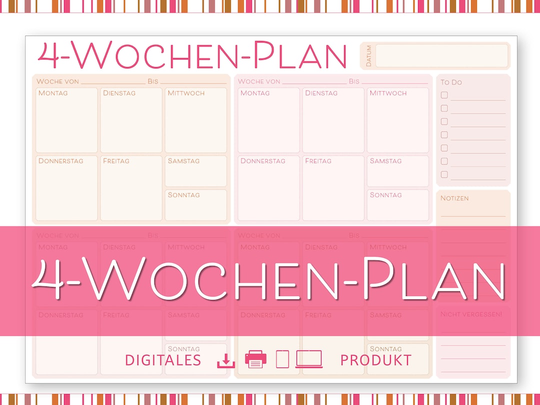 4-week Plan Task List Weekly Planner PDF to Print, Fill in Budget ...