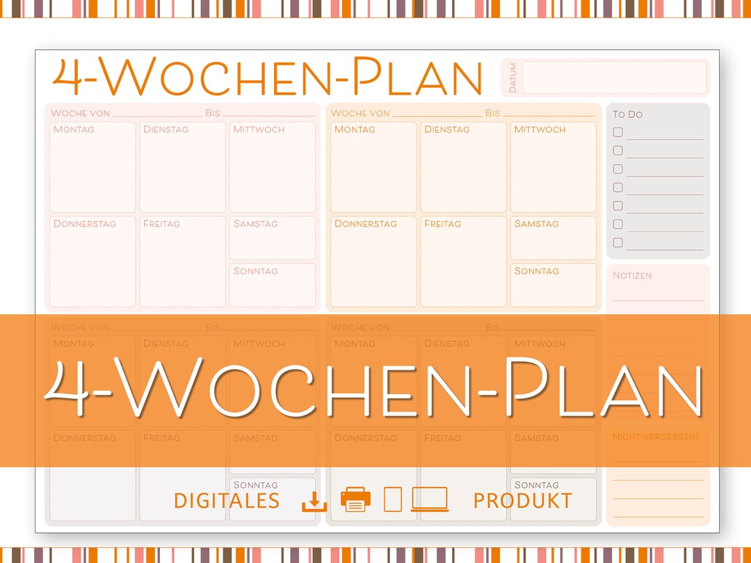 4-week Plan Task List Weekly Planner PDF to Print, Fill in Budget ...