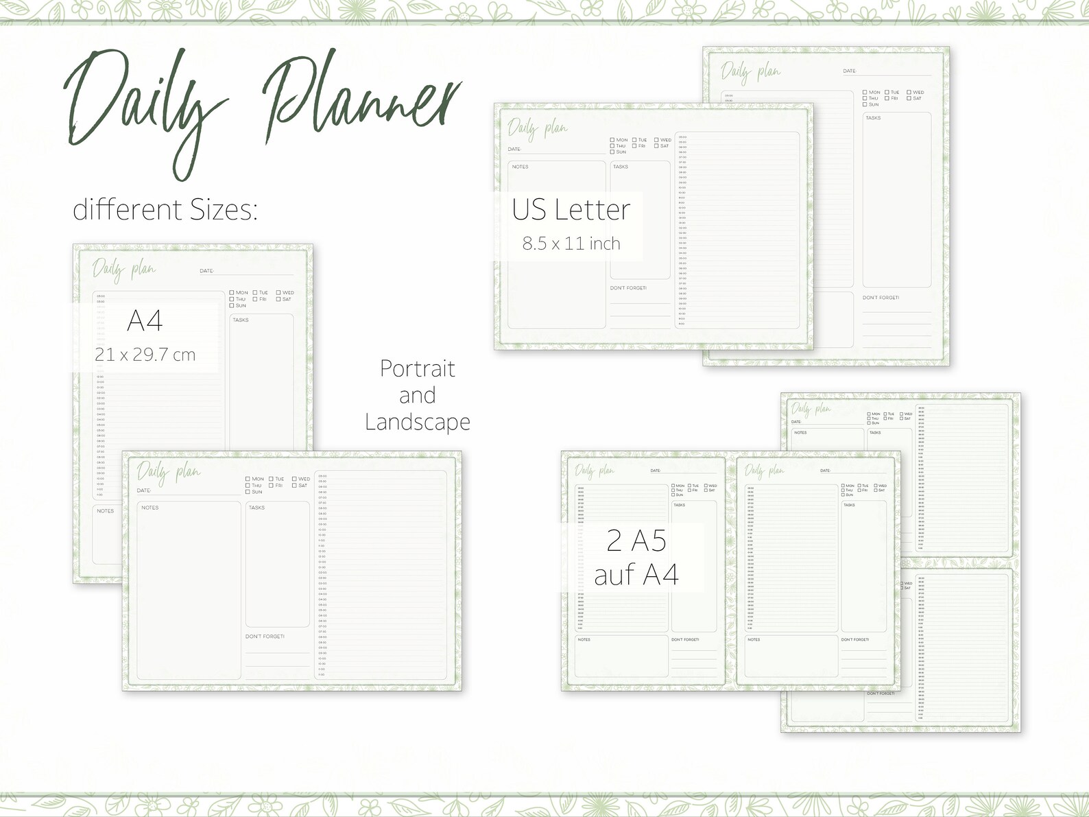 Daily Planner | Printable - Fillable PDF | Goodnotes, Notability ...