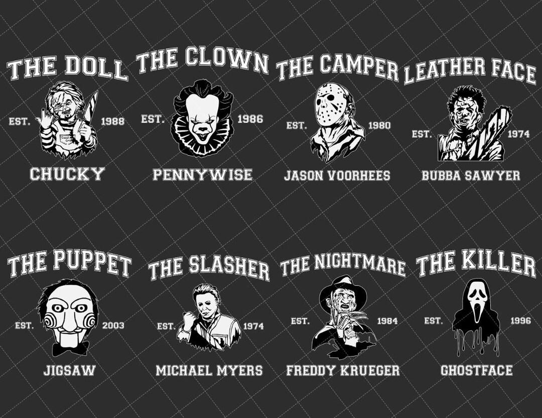 Horror Characters Bundle PNG, Movie Killers, Horror Movie PNG ...