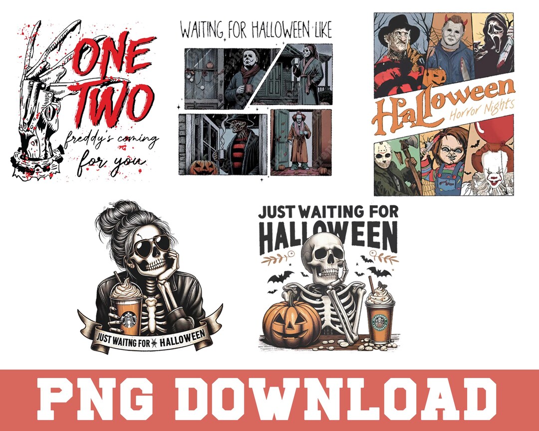 Spooky Season Halloween Png Bundle, Retro Movie Character Halloween Png ...