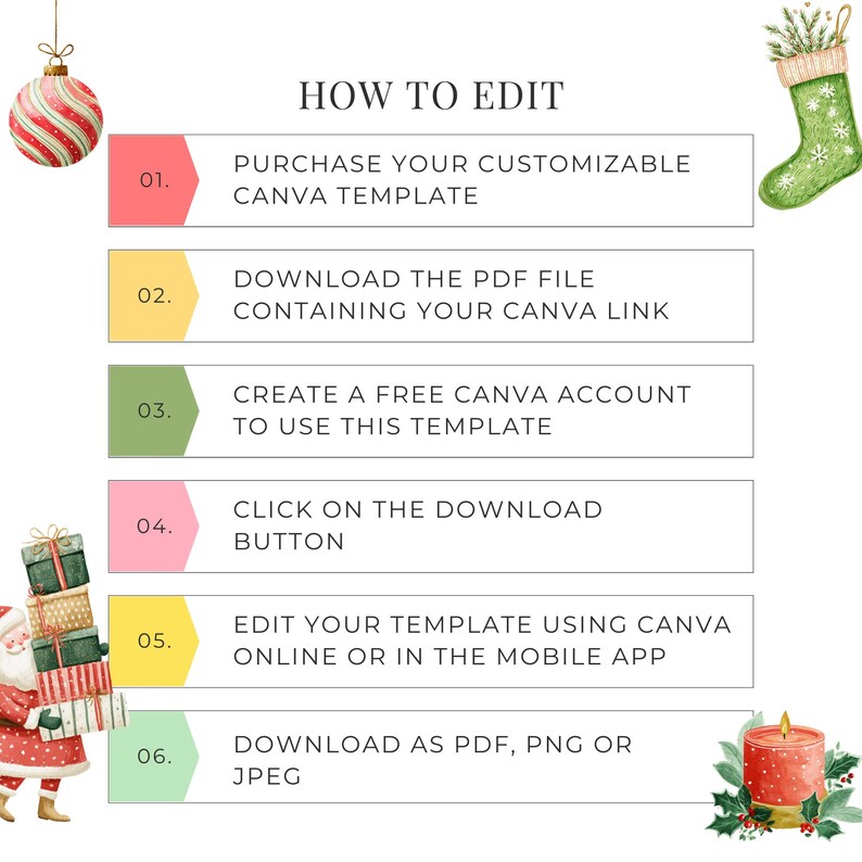 Editable Christmas Gift Tags, Printable Holiday Favor Labels, Merry ...