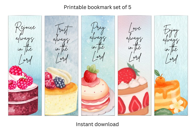 Printable Bible Verses Set of 5 Bookmark Digital Scripture Motivational ...