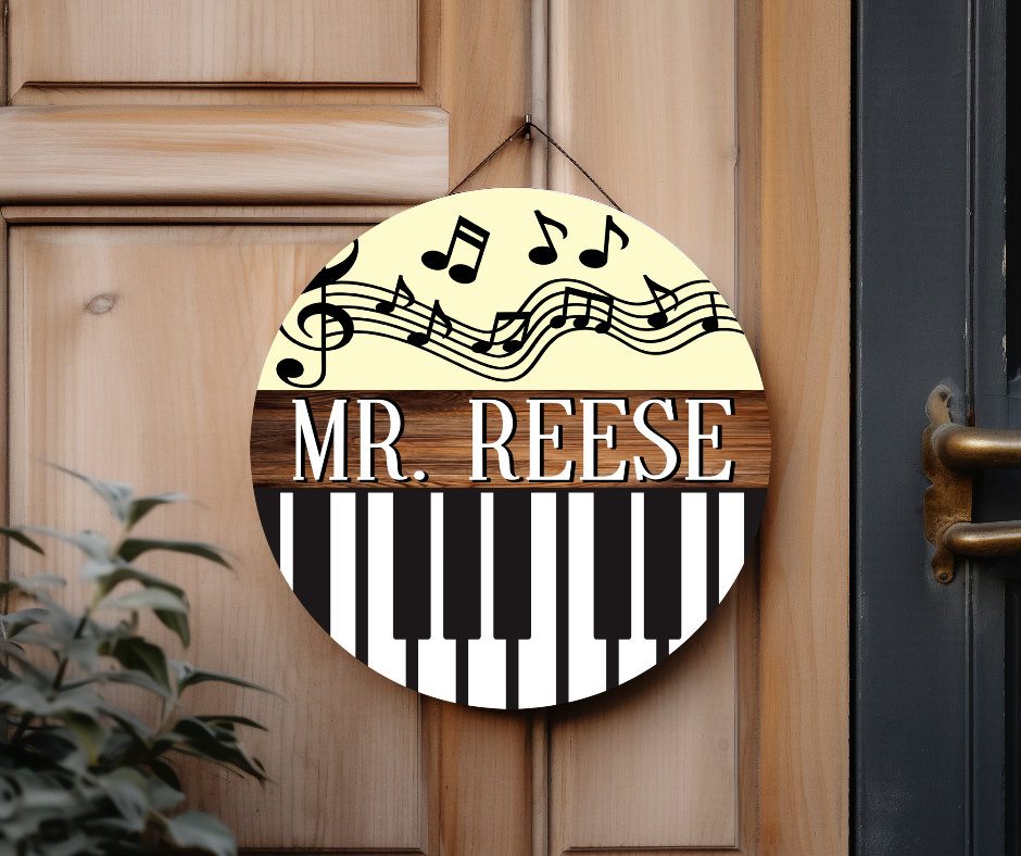 Music Monogram Round Sign PNG, Door Hanger Digital File, Digital Circle ...