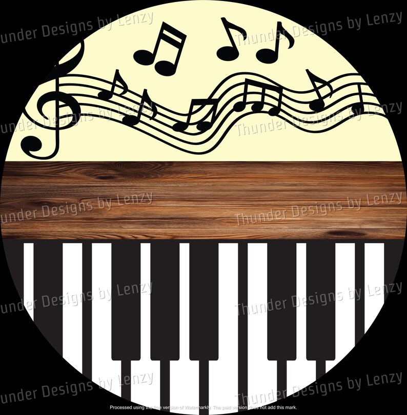 Piano Music Note Round Door Hanger Sign, Welcome Sign, Monogram Music ...