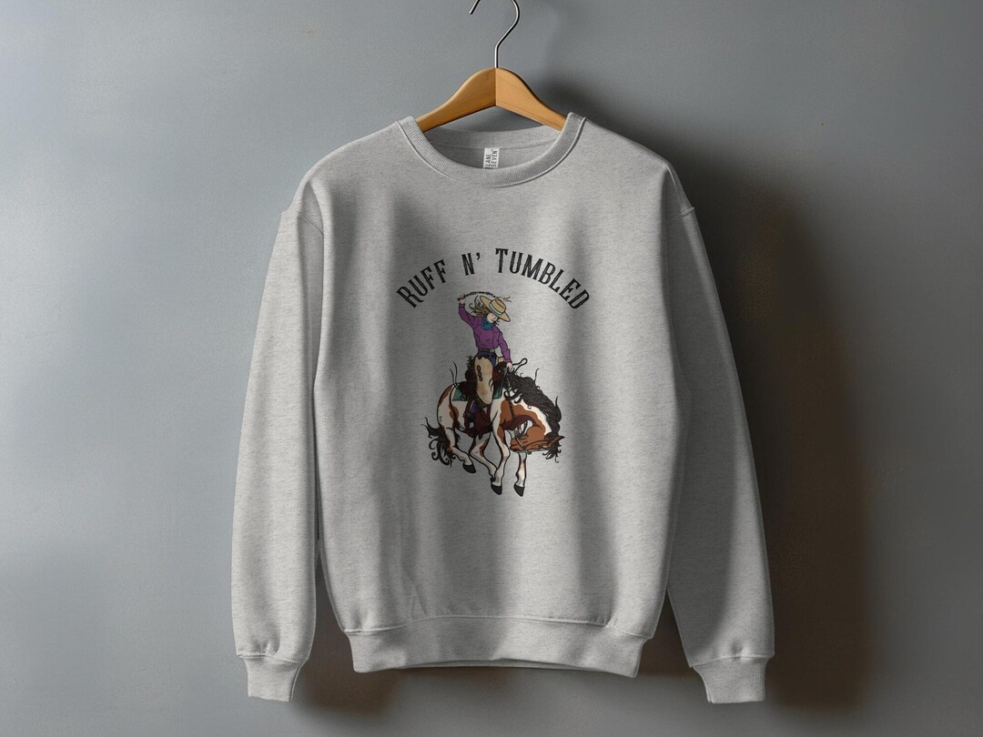 Bucking Horse Unisex Western Saddle Graphic Crewneck Womens Sweatshirt ...