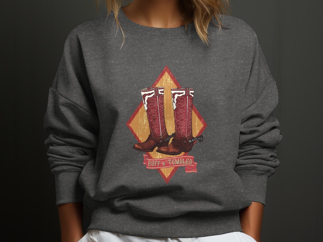 Red Boots Unisex Western Saddle Graphic Crewneck Womens Sweatshirt ...