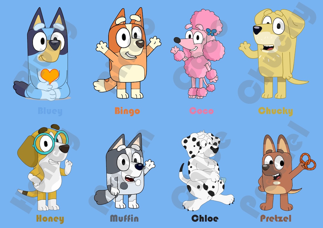 Cake Toppers Digital, Pop Ups, Bluey Characters DIGITAL, 1st Birthday ...