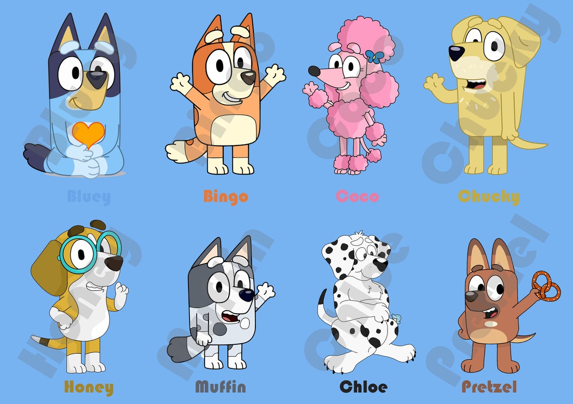 Cake Toppers Digital, Pop Ups, Bluey Characters DIGITAL, 1st Birthday ...