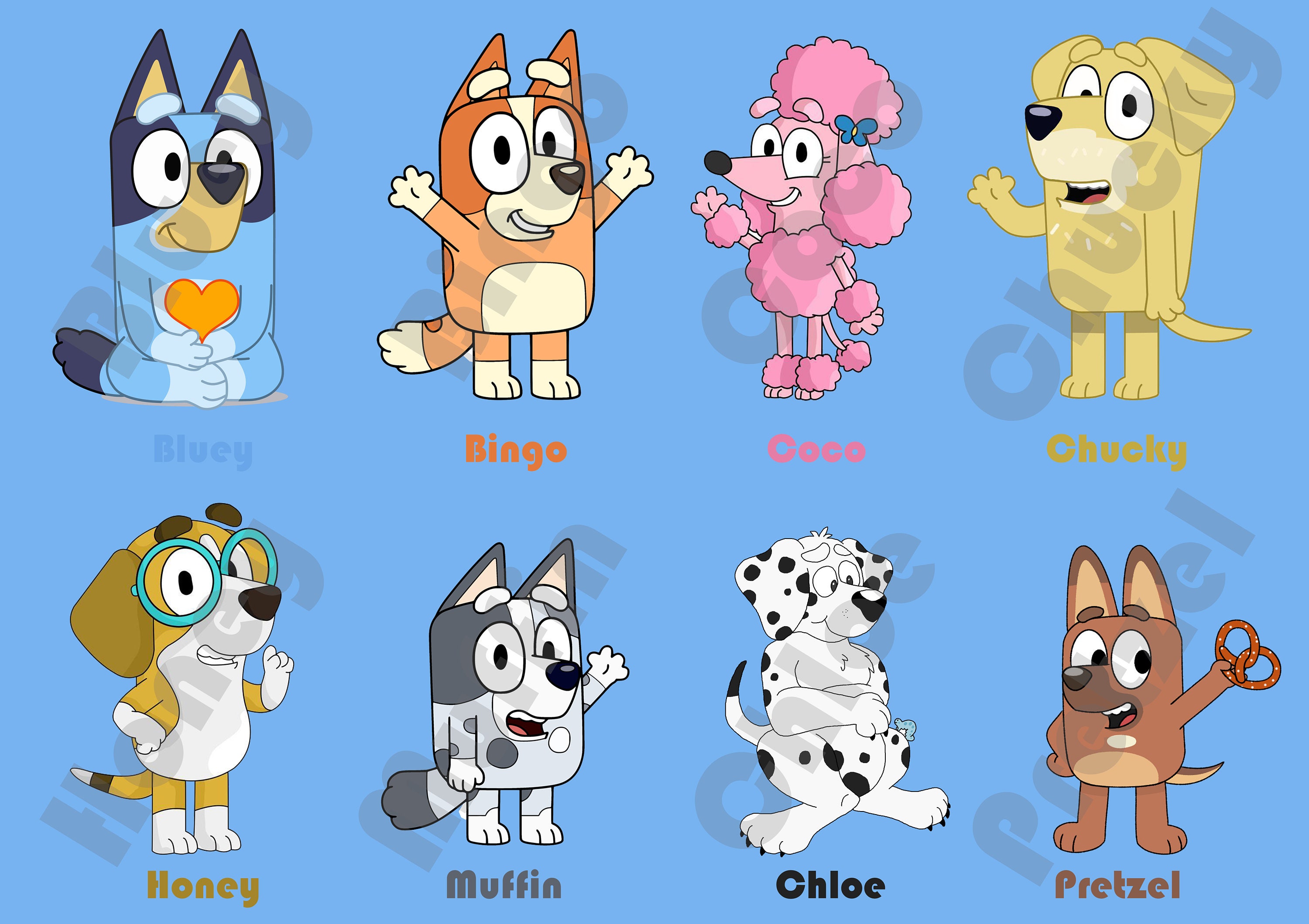 Cake Toppers Digital, Pop Ups, Bluey Characters DIGITAL, 1st Birthday ...