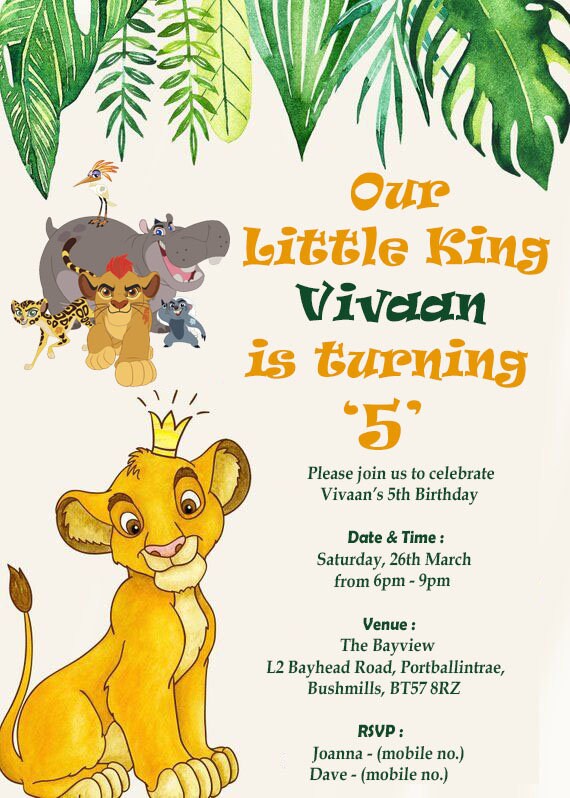 LION KING Theme Digital Invitation, Birthday Invite on Social Media - Etsy