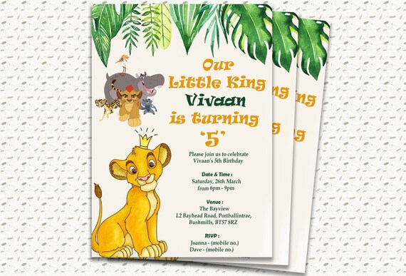 LION KING Theme Digital Invitation Birthday Invite on Social - Etsy