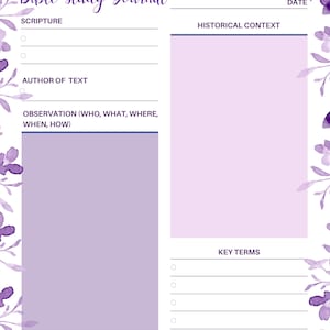 Bible Study Journal Pages purple - Etsy